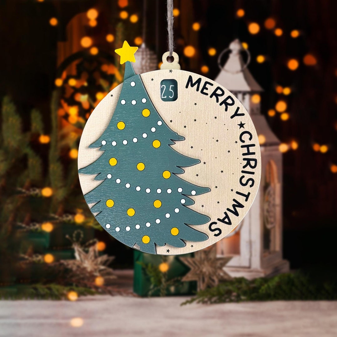 Christmas Tree Countdown Sliding Ornament, Christmas Tree Ornaments ...