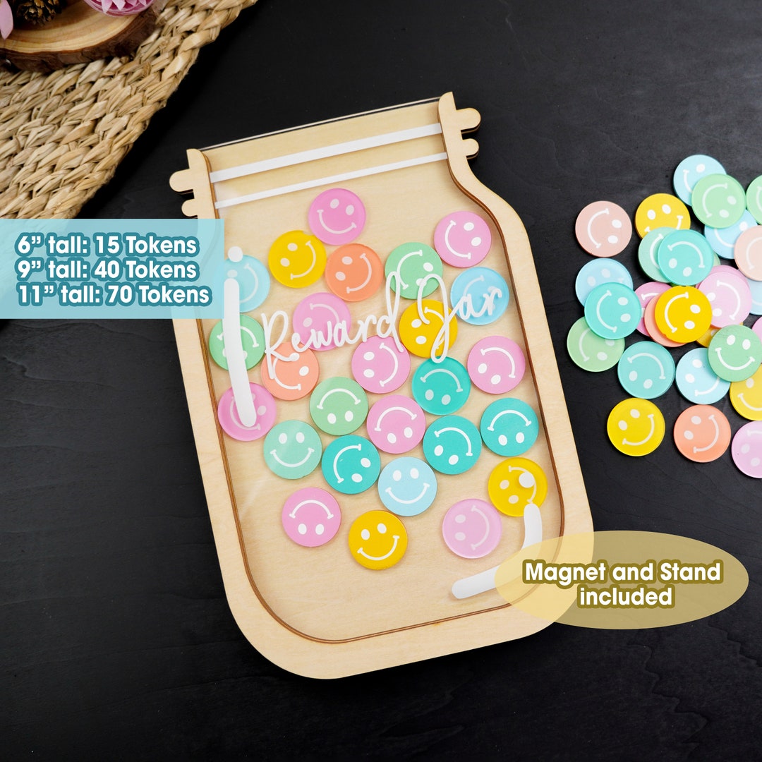 Custom Reward Jar With Tokens, Magnet Jar, Classroom Teacher, Smile ...