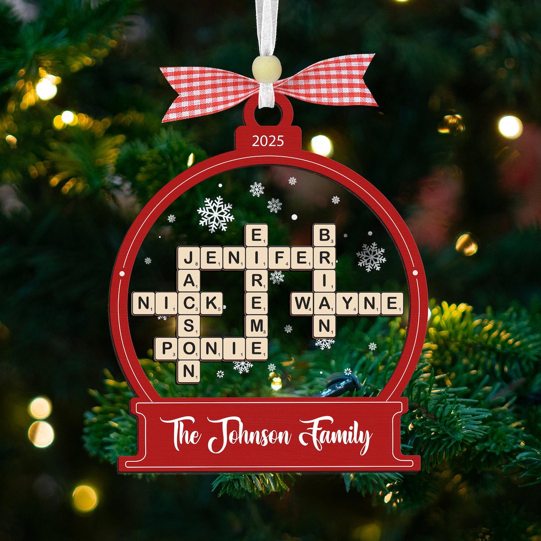 Personalized Family Scrabble Ornament, Family Crossword Christmas ...