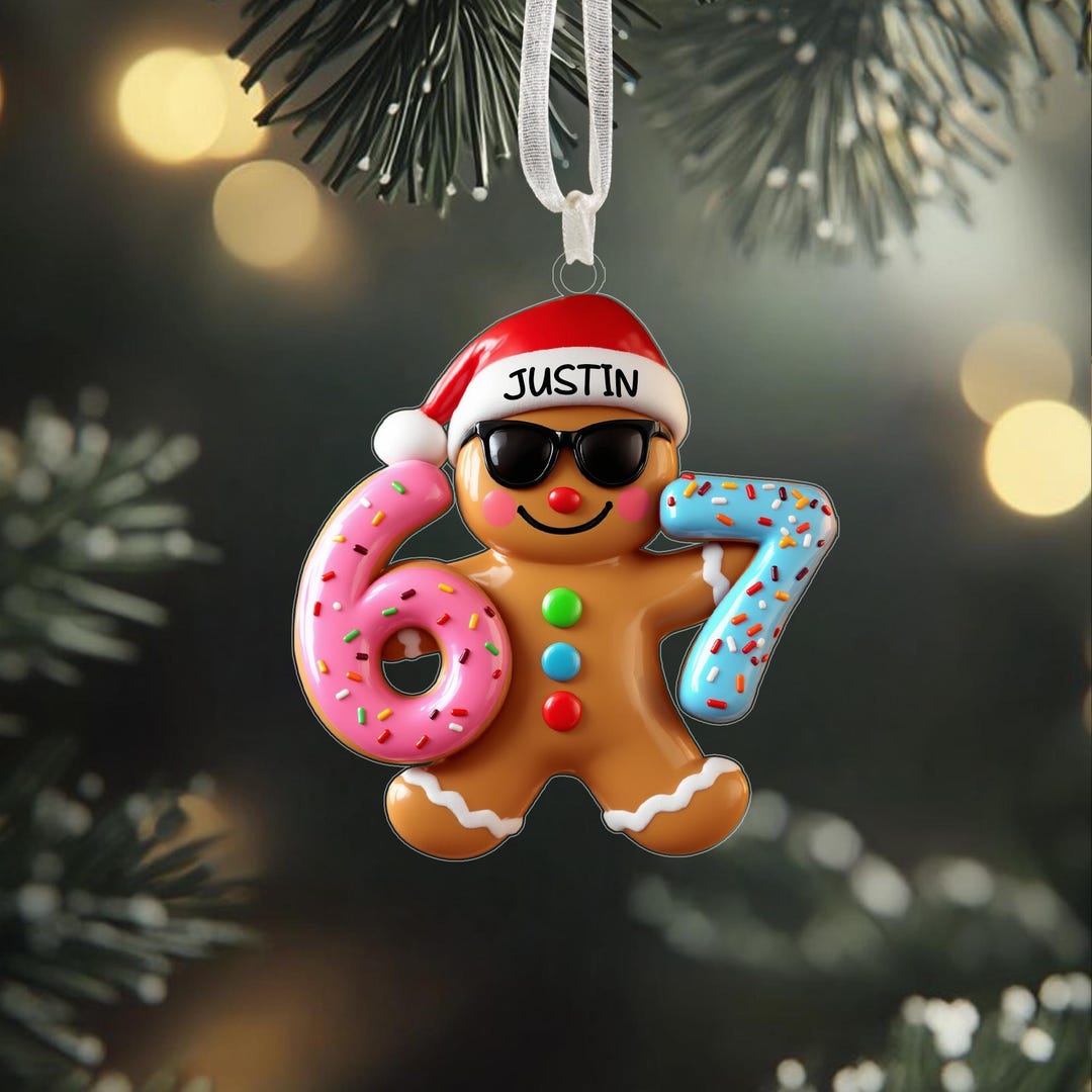 Custom Gingerbread 67 Christmas Ornament, Funny Gen Alpha Slang ...
