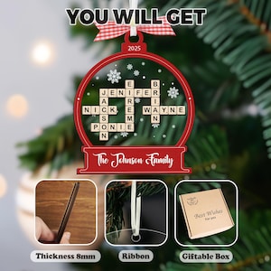 Family Crossword Christmas Ornament, Scrabble Personalized Christmas ...