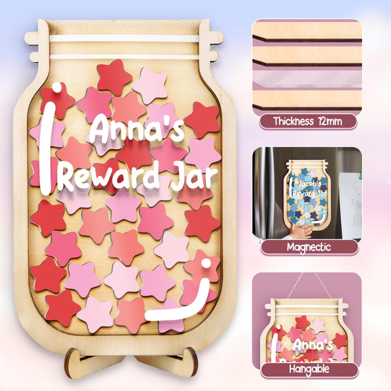 Custom Reward Jar With Blue Stars, Rainbow Classroom Teacher Star Jar ...