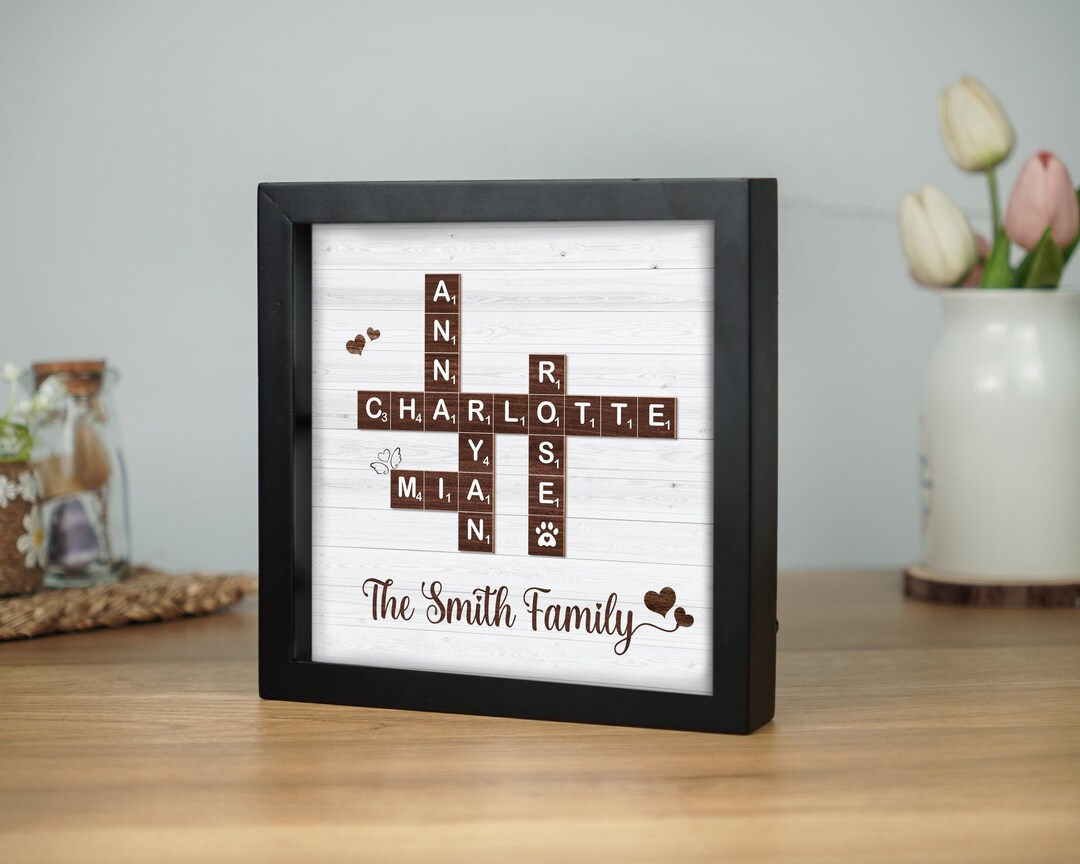 Scrabble Family Name Frame, Custom Family Letter Tile, Family Crossword ...