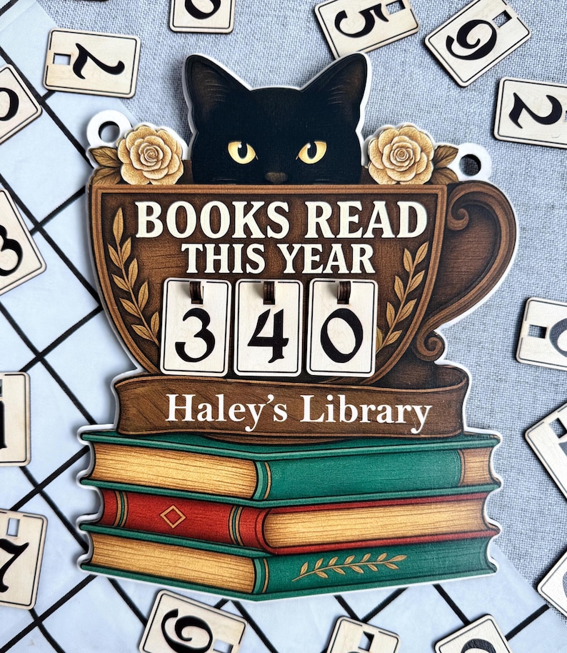 Custom Books Read Tracker,books Read This Year Counter,black Cat ...