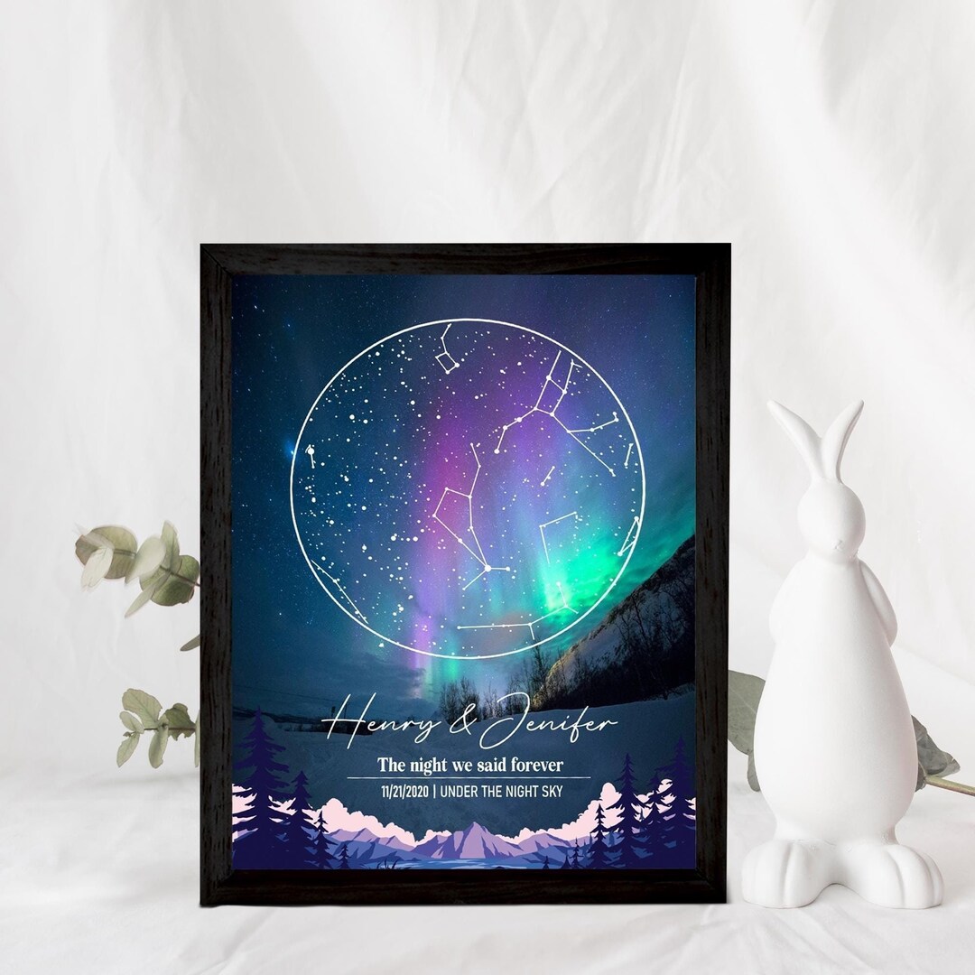 Custom Constellation Star Map Frame,star Map by Date,night Sky Frame ...
