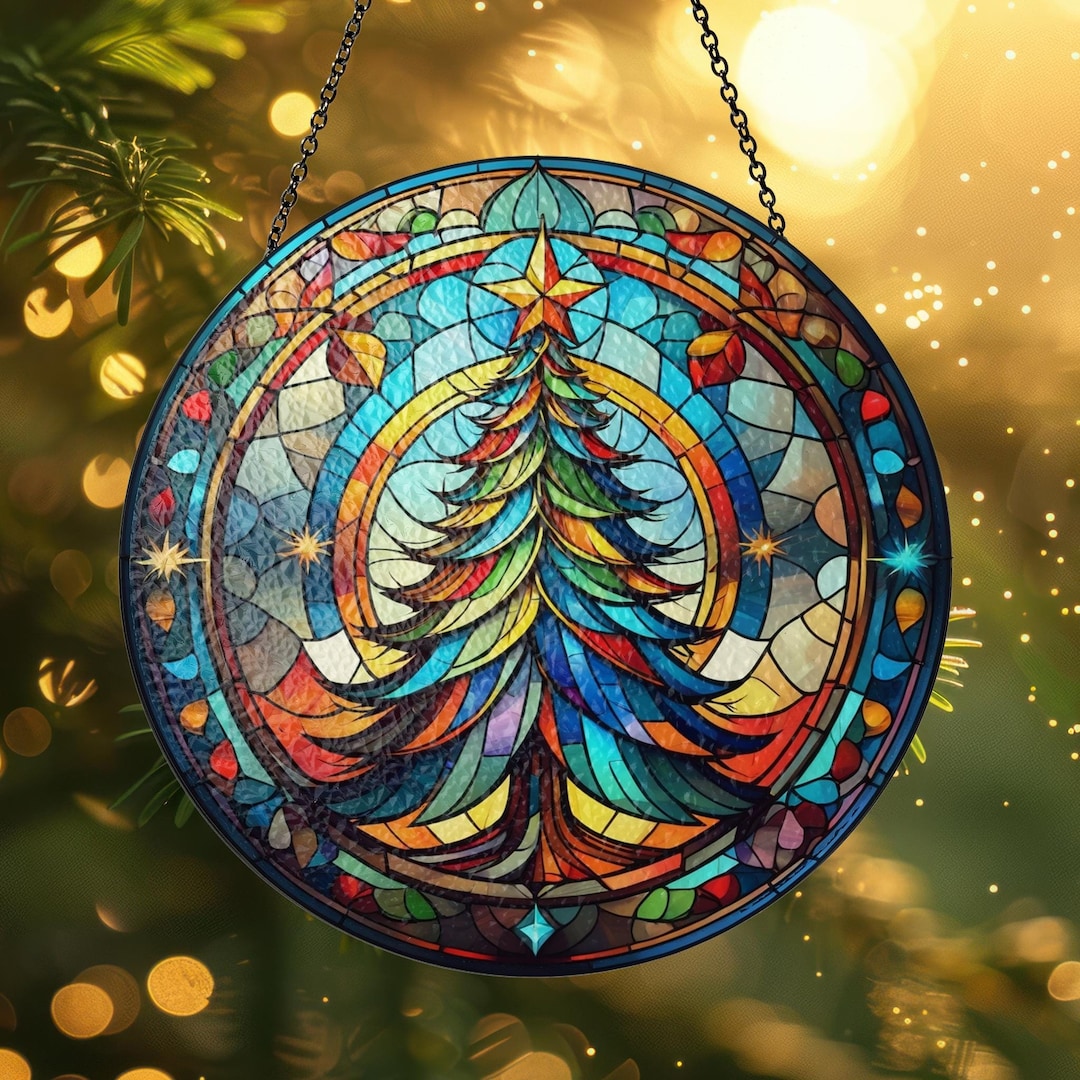 Stained Glass Christmas Tree, Stain Glass Window Hanging Custom ...