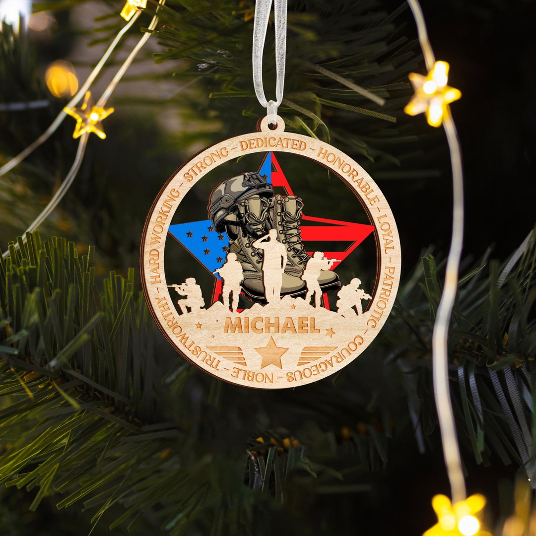 Veterant Ornament, Military Soldier Ornament, American Flag Ornament ...