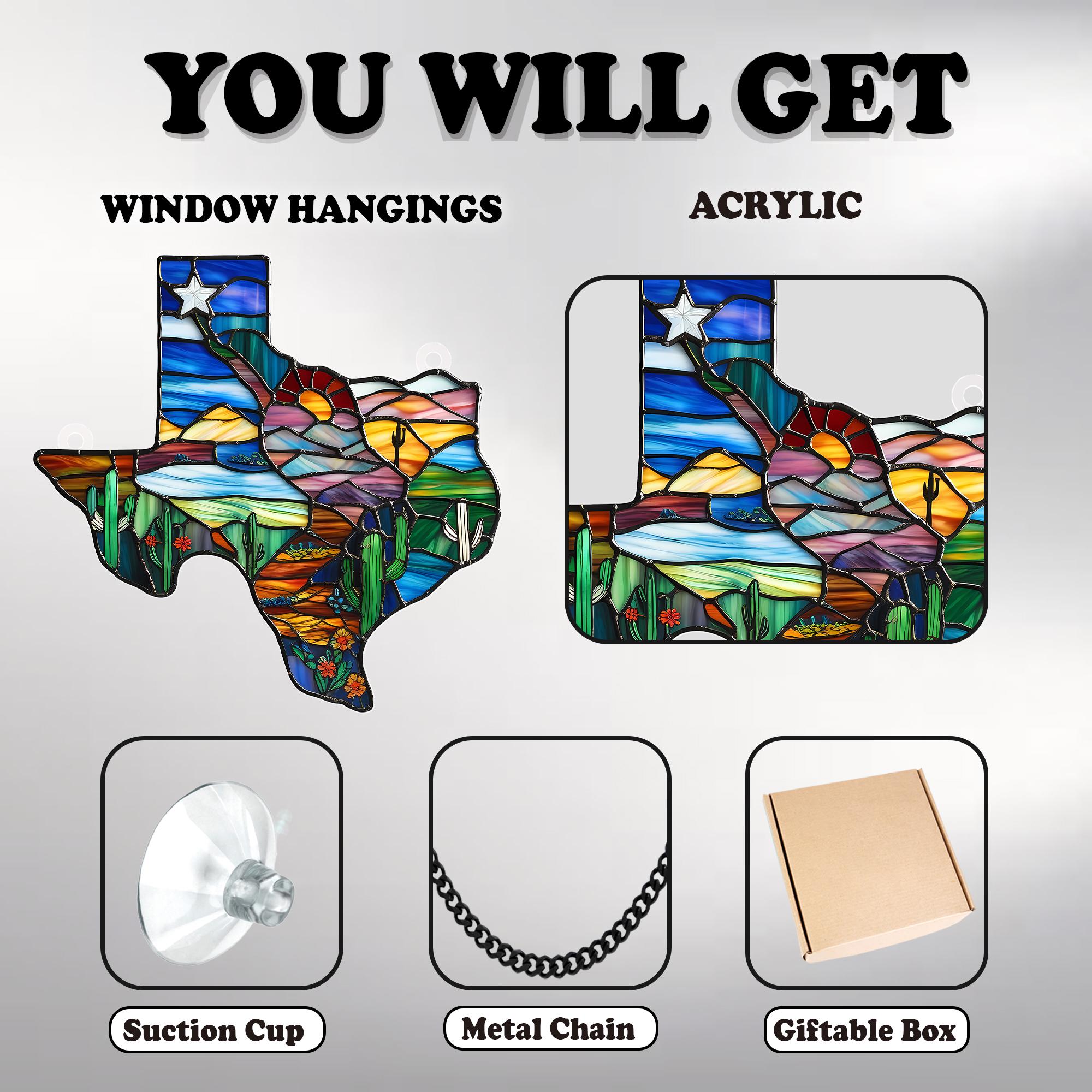 Texas Map Acrylic Suncatcher Window Hanging,northern Mockingbird and ...