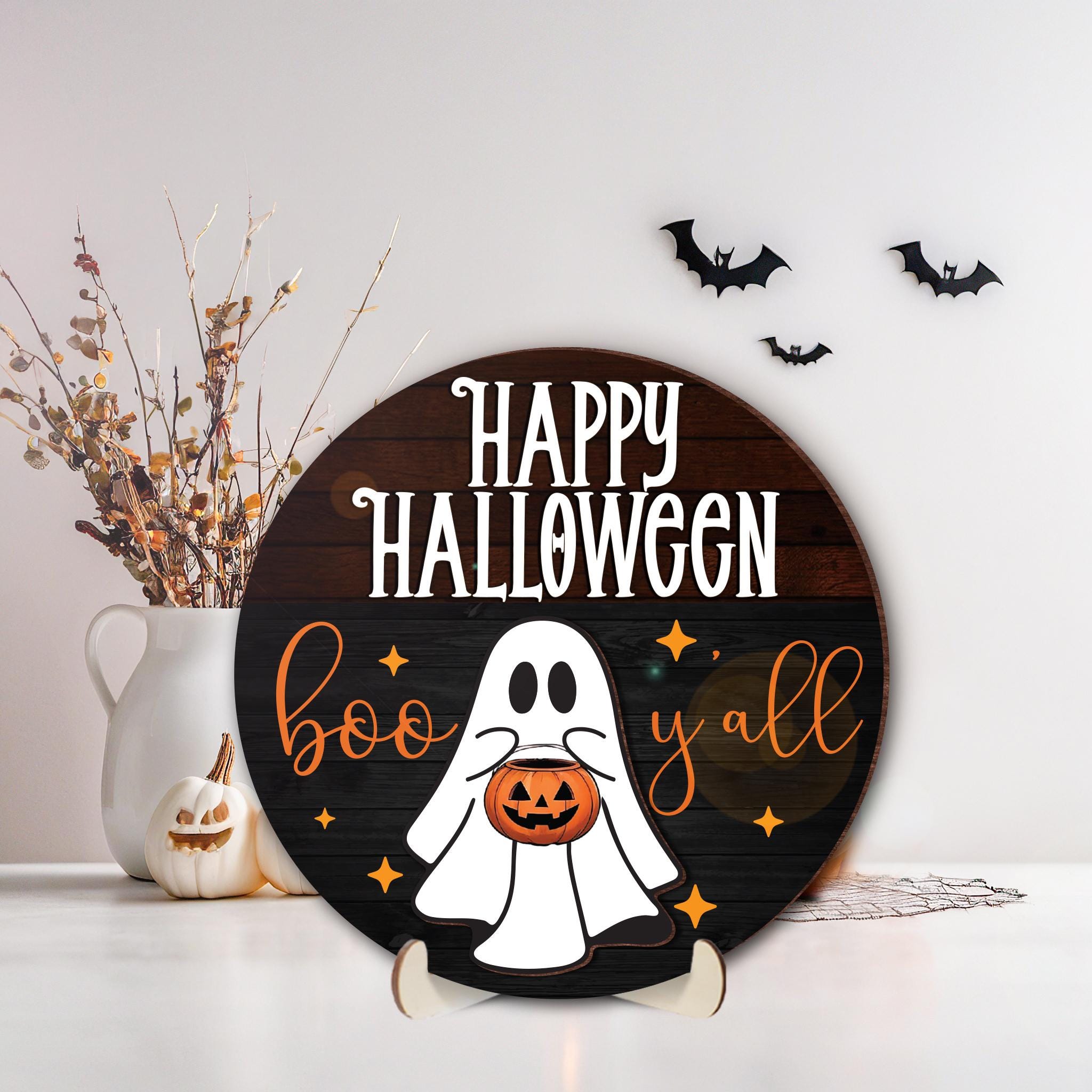 Custom Halloween Front Door Decor,halloween Door Hanger,ghost Door Sign ...