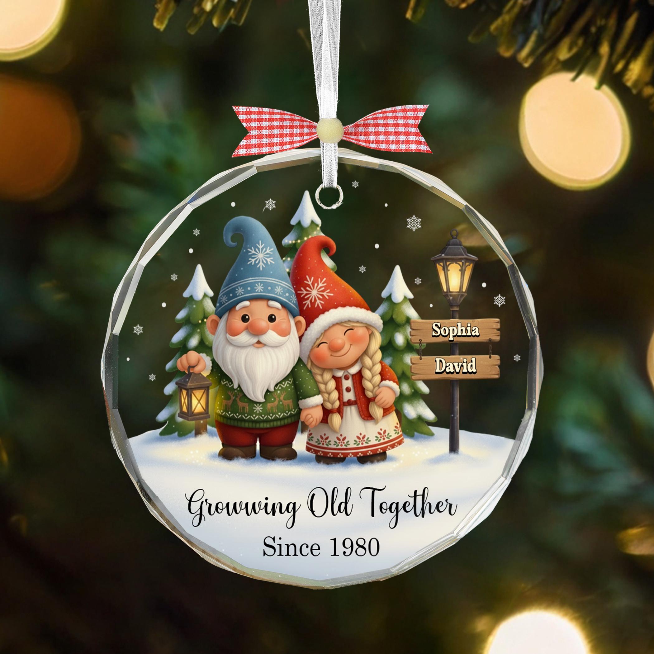 Personalized Gnomes Christmas Ornament,growing Old Together Gnome ...