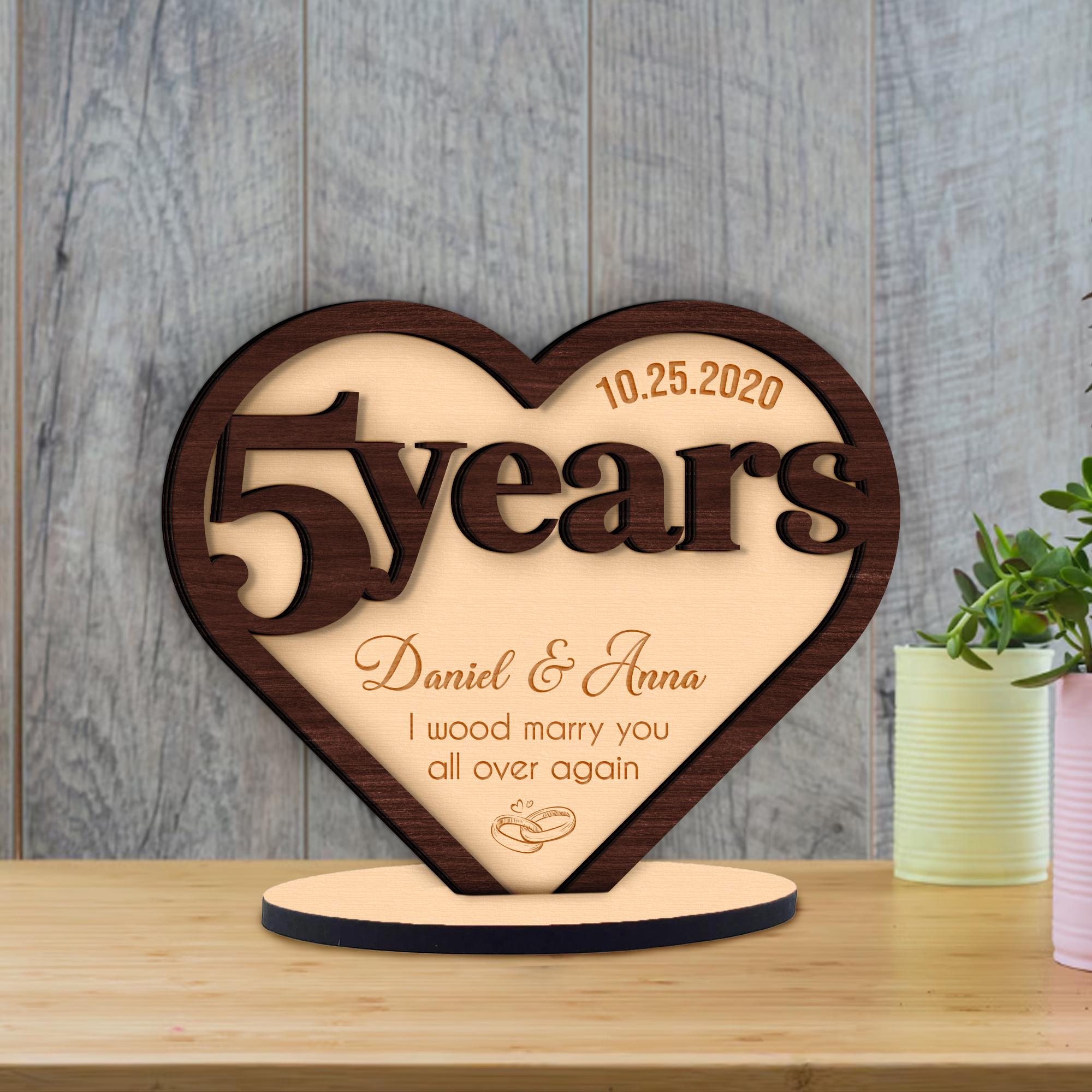 5th Wedding Wood Anniversary Keepsake, I Wood Marry You All Over Again ...