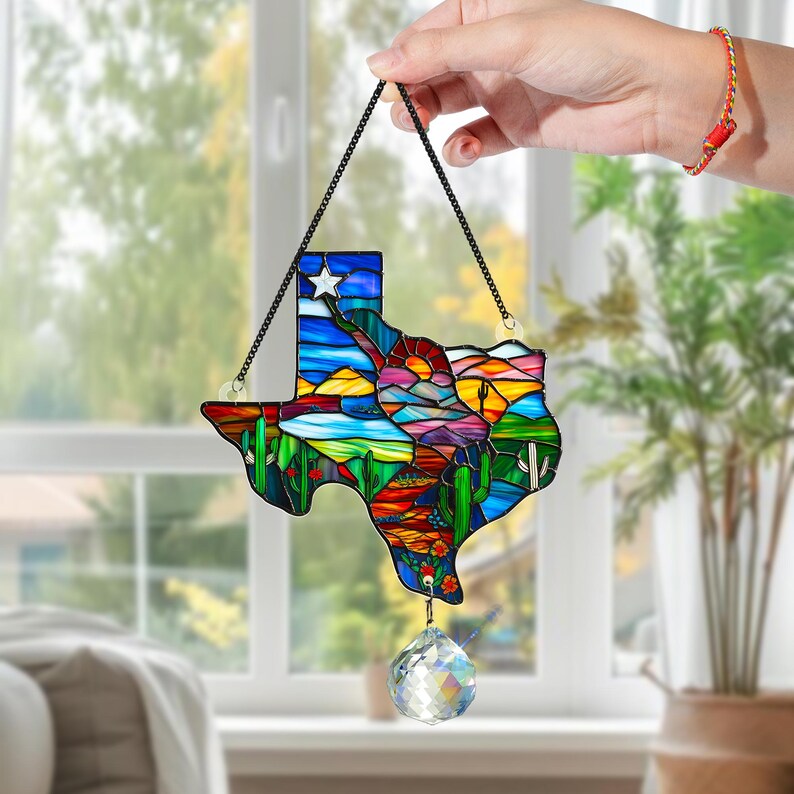 Texas Map Acrylic Suncatcher Window Hanging,northern Mockingbird and ...