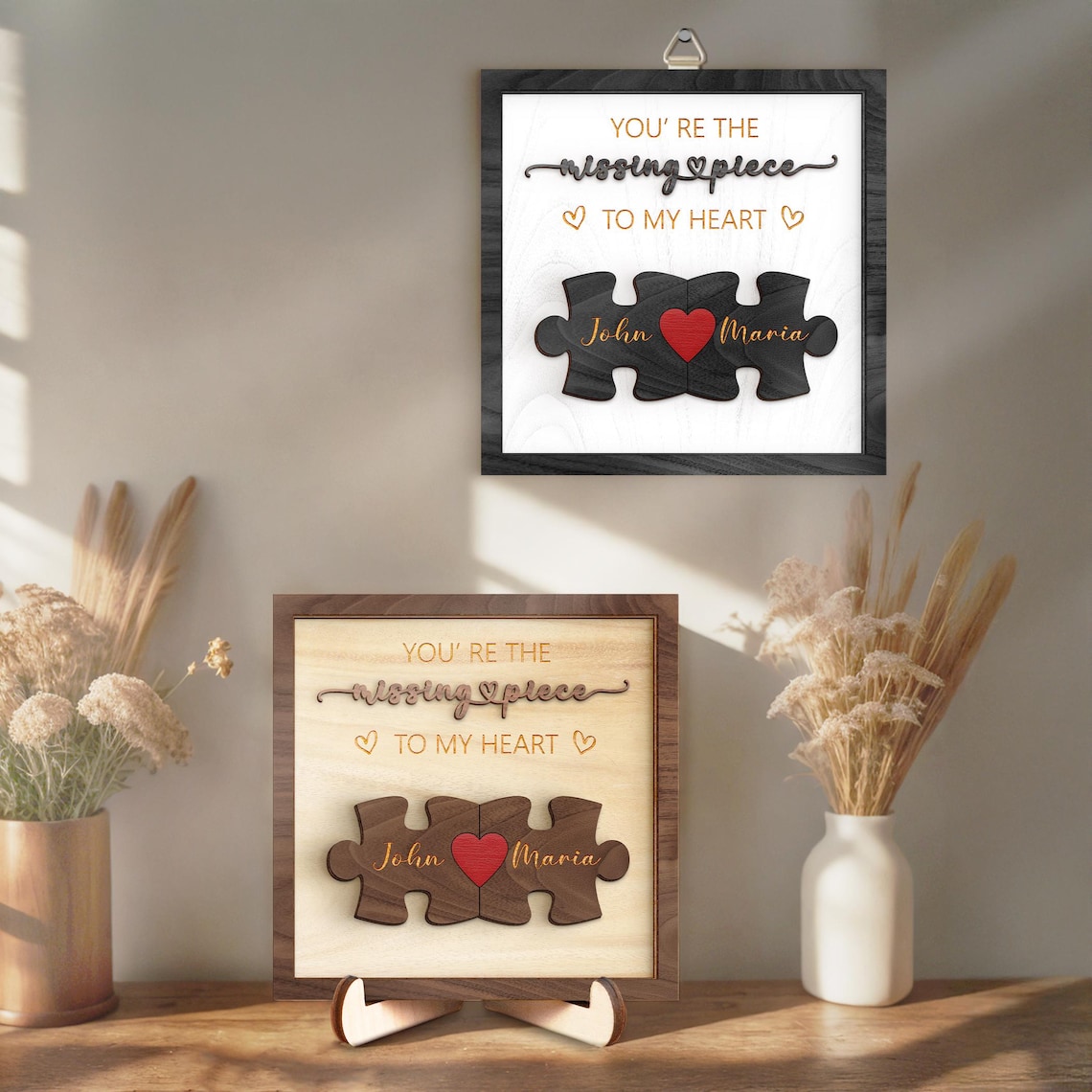 Valentine Puzzle Couples Name Sign, Personalized Romantic Valentine ...