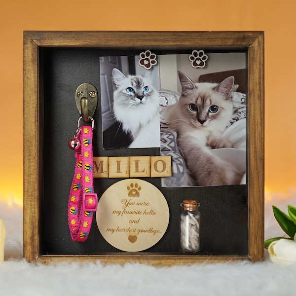 Cat Memorial Pet Collar Shadow Box - Etsy