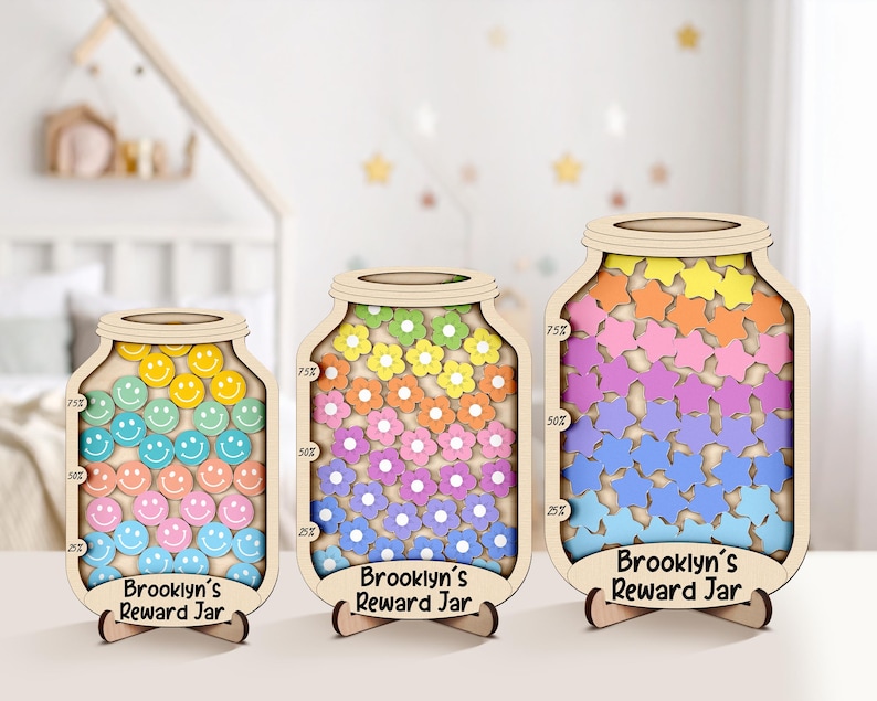Magnetic Reward Jar With Tokens Classroom Teacher Smiley Star Jar,chore ...