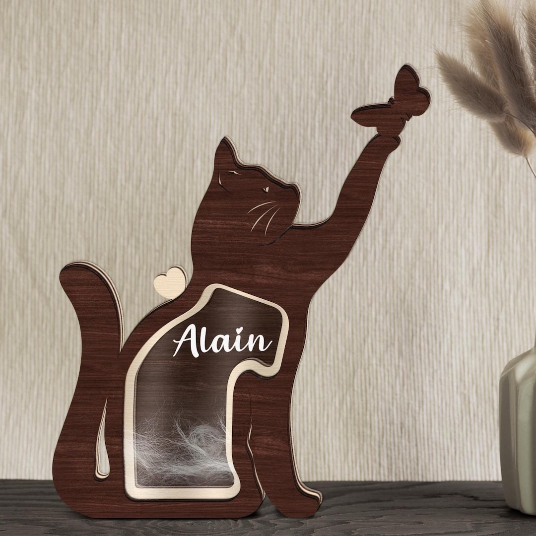 Personalised Cat Hair Keepsake Memorial Box, Cat Memorial Gift, Wooden ...