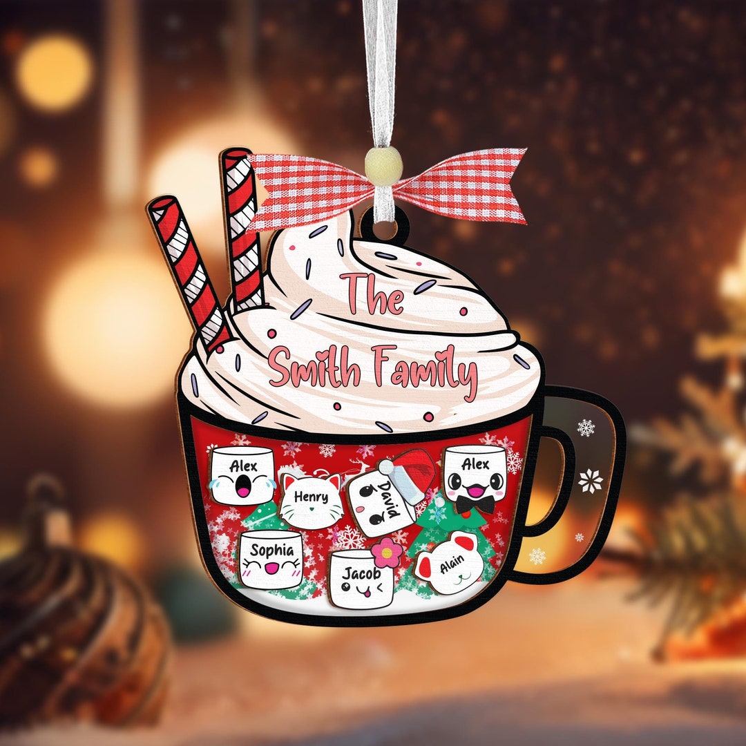 Marshmallow Family Ornament, Hot Cocoa Marshmallows Family, Family 4D ...