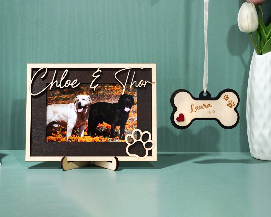 Custom Dog Picture Frame for 2 Dogs, Pet Name Frame, Dog Memorial, Dog ...