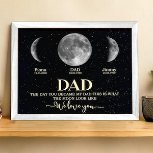 Personalized Dad Moons Phase Frame With Kids Names, the Day You Became ...