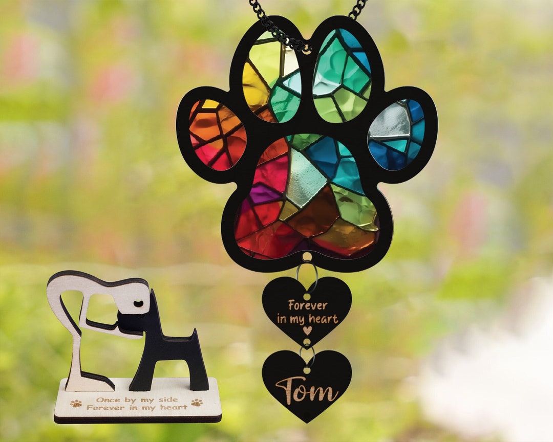 Rainbow Bridge Pet Paw Suncatcher, Dog Loss Died Sympathy Gift, Dog ...