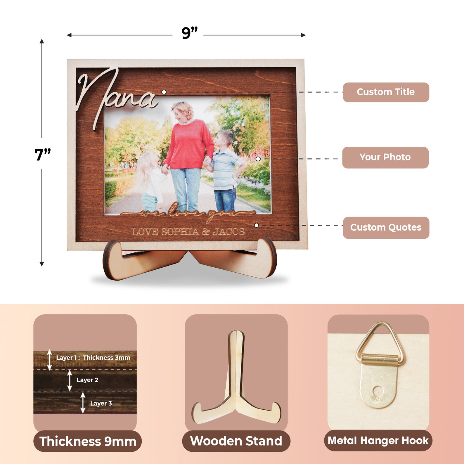 Custom Wood Picture Frame, Personalized Photo Frame, Couple Picture ...