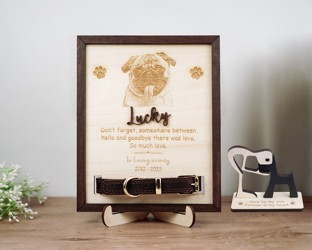 Custom Pet Portrait Frame, Dog Collar Holder Memorial Sign, Pet ...