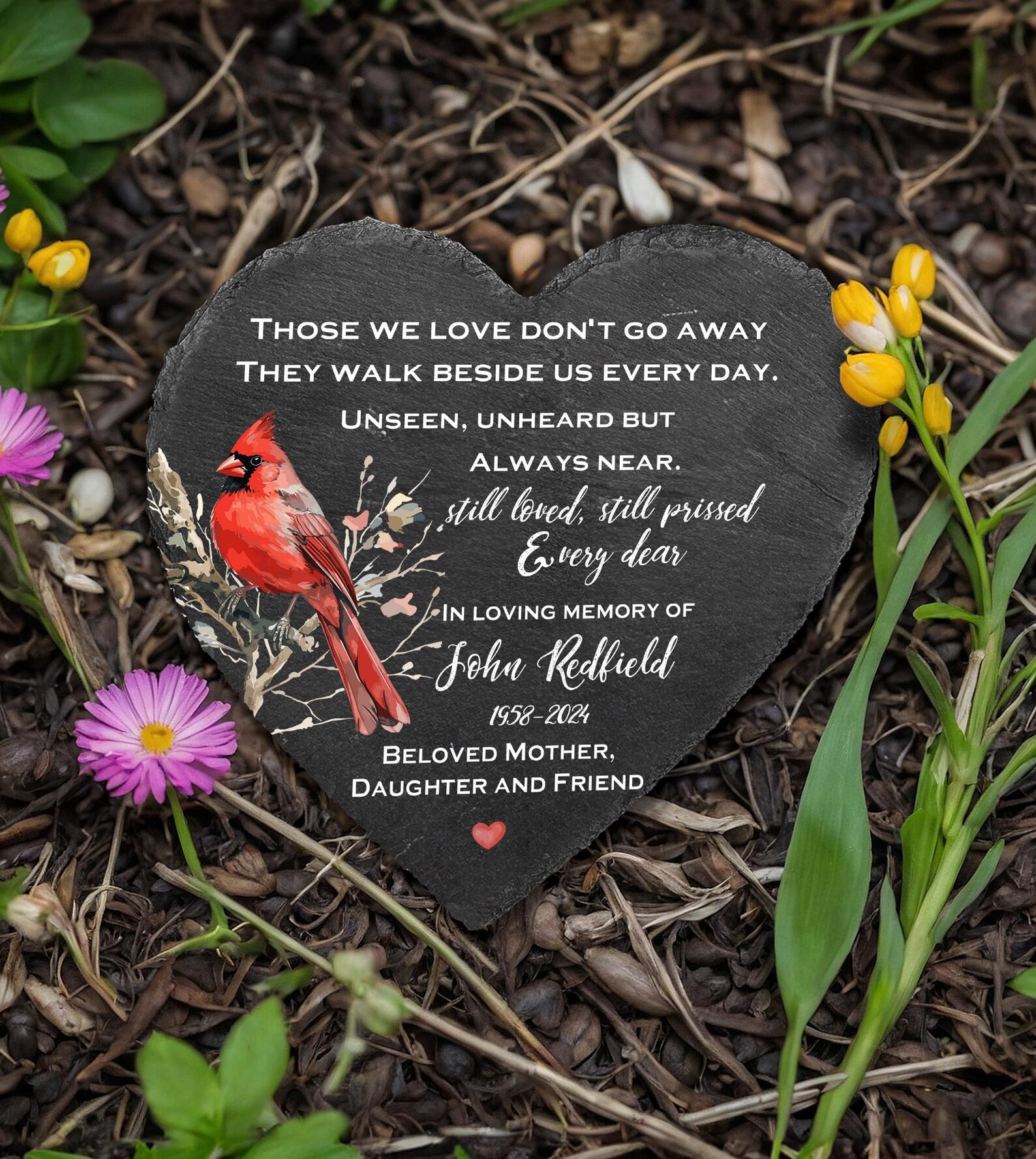 Dad Memorial Stone, Cardinal Memorial Garden Stone, Sympathy Gift for ...