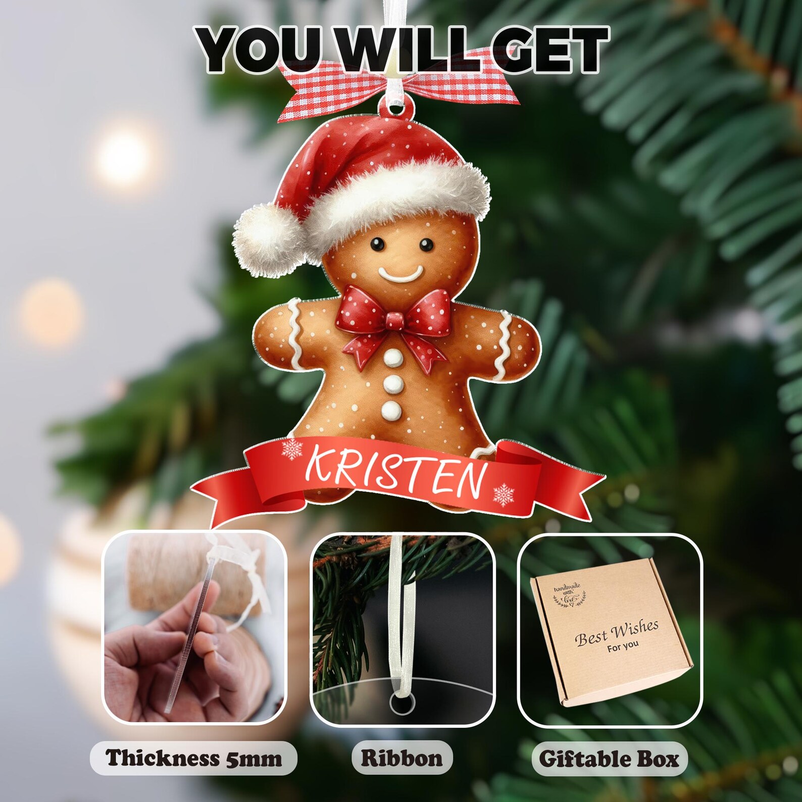 Personalized Gingerbread Christmas Ornament, 3D Customized Cookie ...