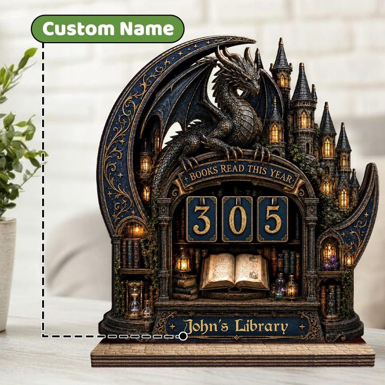 Personalized Dragon Book Tracker, Moon Castle Book Tracker, Book Lover ...