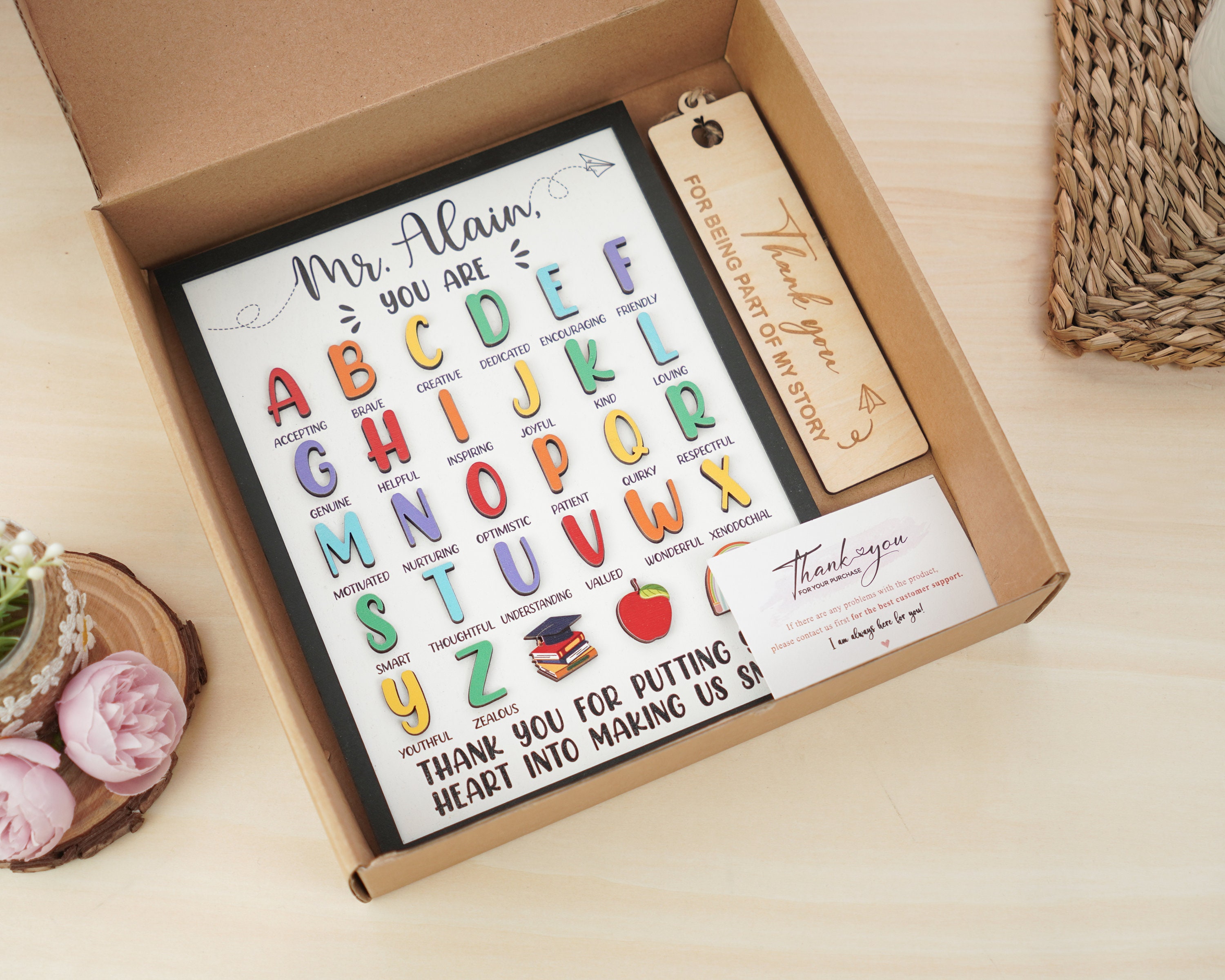 Personalized Teacher ABC Sign, Personalized Teacher Appreciation Sign ...