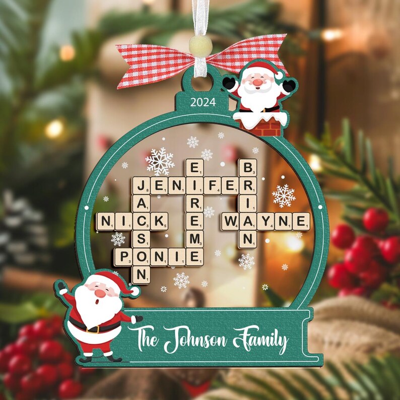 Family Crossword Christmas Ornament, Family Ornament, Family Names ...