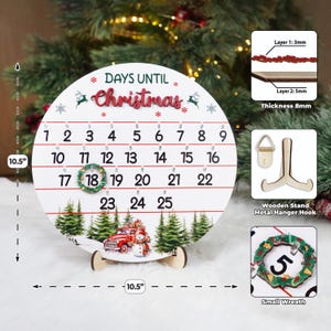 Countdown to Christmas, Round Christmas Countdown Advent Calendar, Days ...