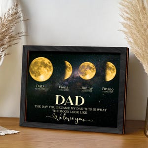 Personalized Dad Moons Phase Frame With Kids Names, the Day You Became ...