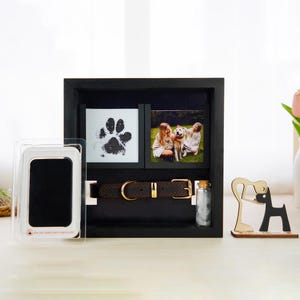 Personalized Paw Print Frame, Dog Memorial Shadow Box, Pet Loss ...