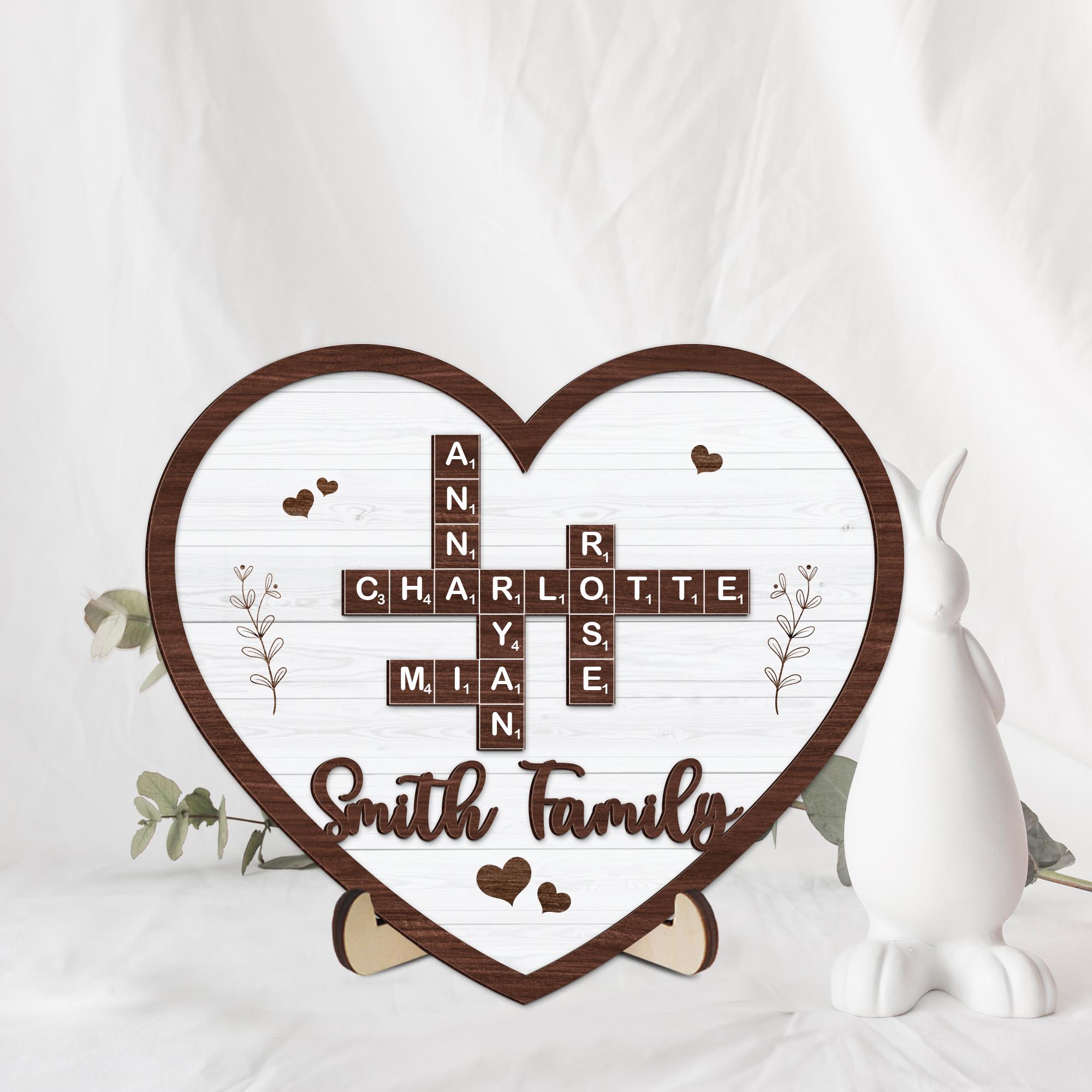 Grandkids Crossword Frame, Personalized Scrabble Puzzle Sign, Family ...
