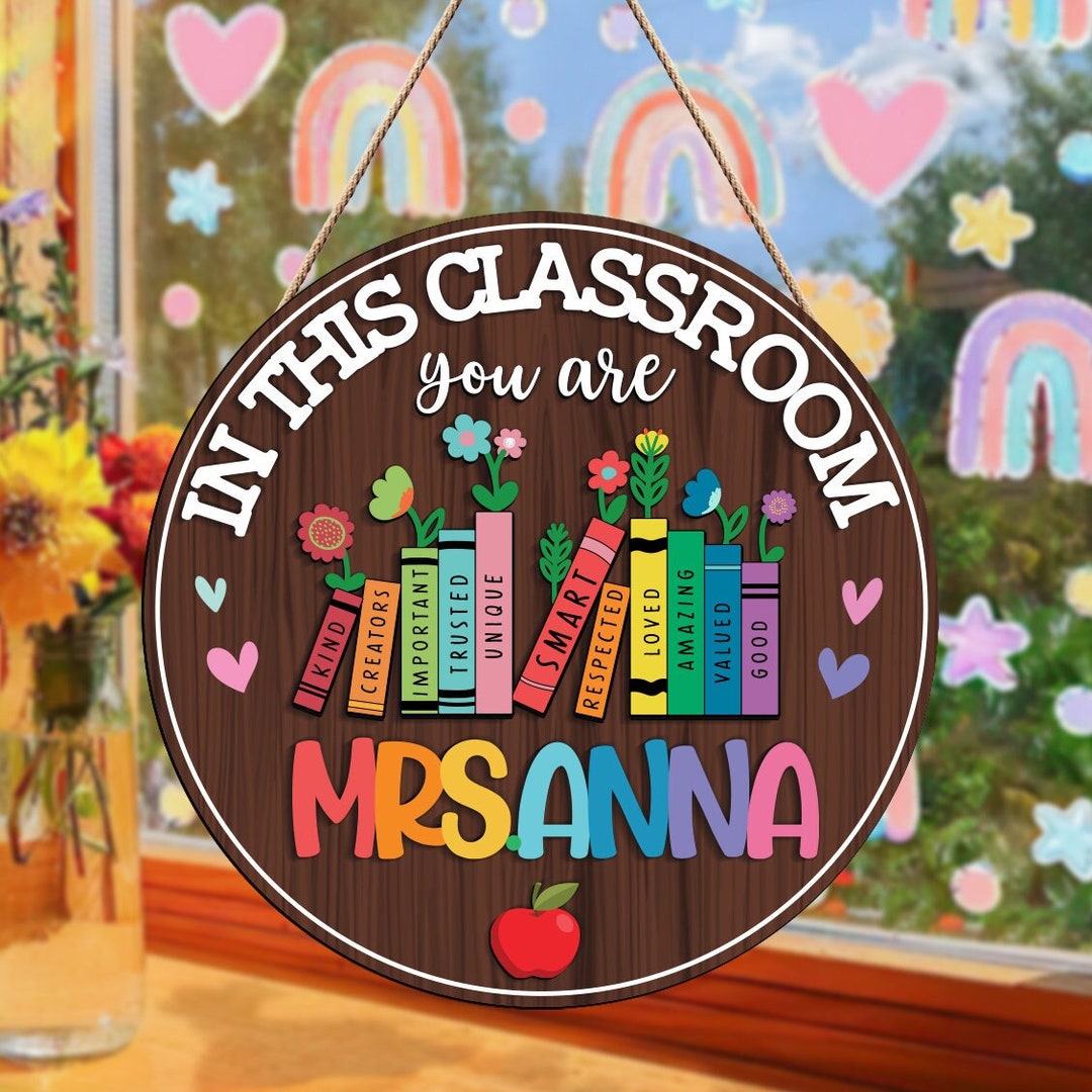 Personalized Teacher Door Sign, Teacher Door Hanger, Custom Teacher ...