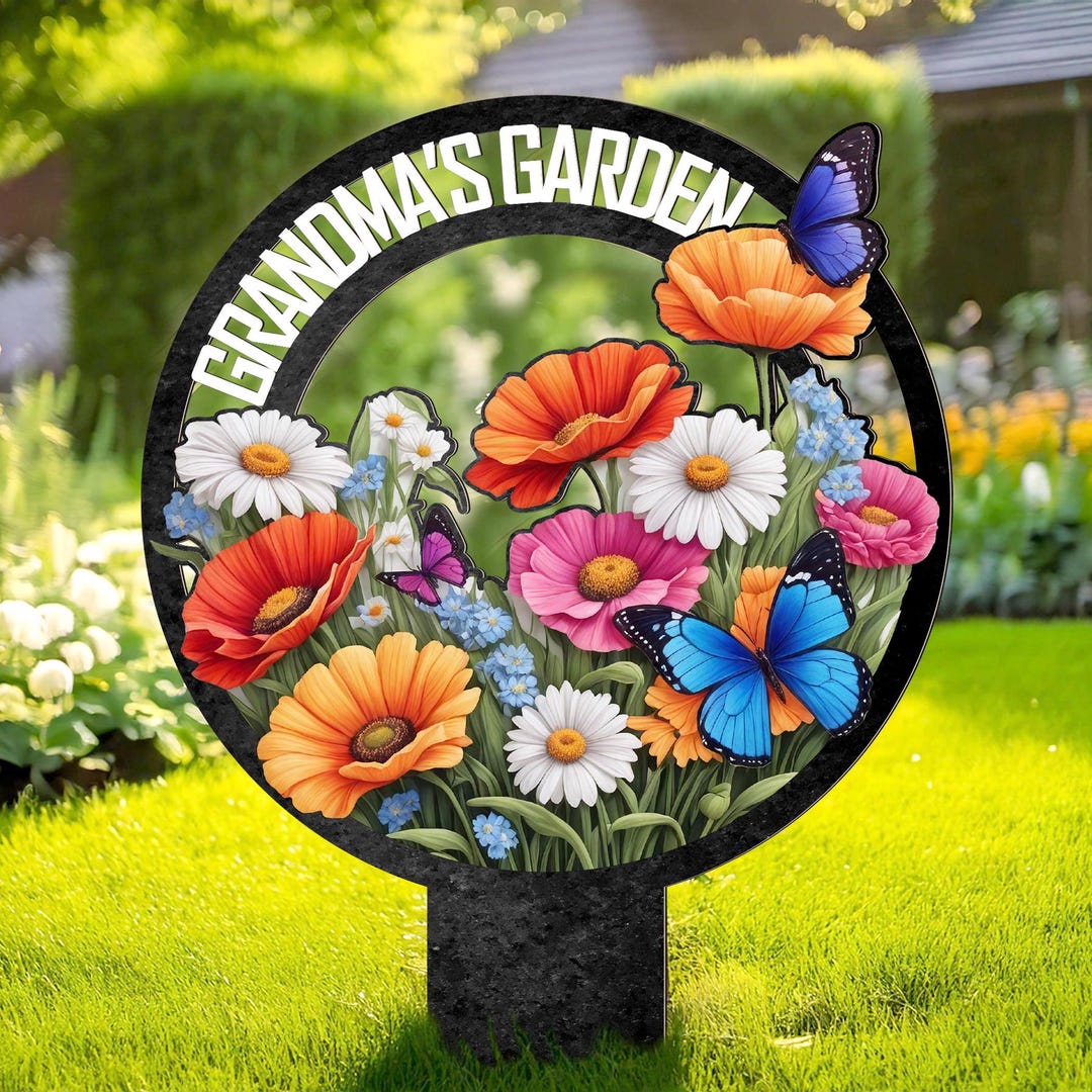 Custom Garden Metal Sign With Stakes, Grandma's Garden Name Sign ...