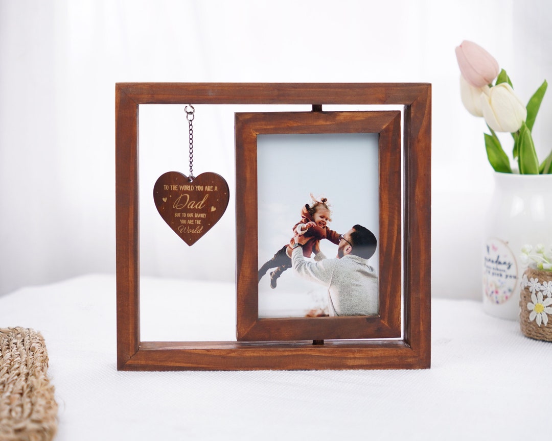 Photo Frame, Gift for Dad, Happy Father Day, Rotating Frame, Message to ...