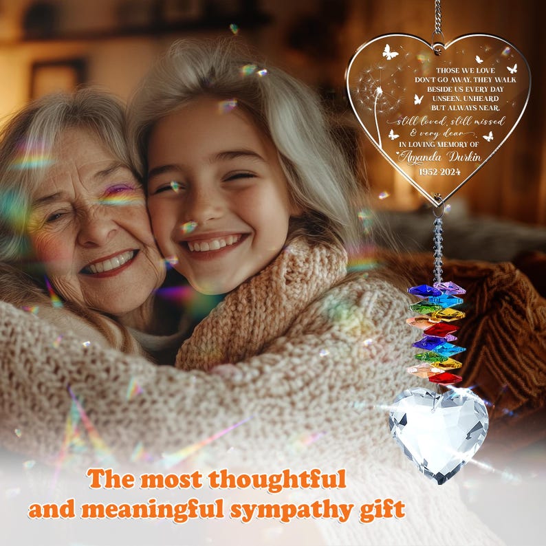 Memorial Crystal Suncatcher, Sympathy Gift for Loss of Mom Grandma Dad ...