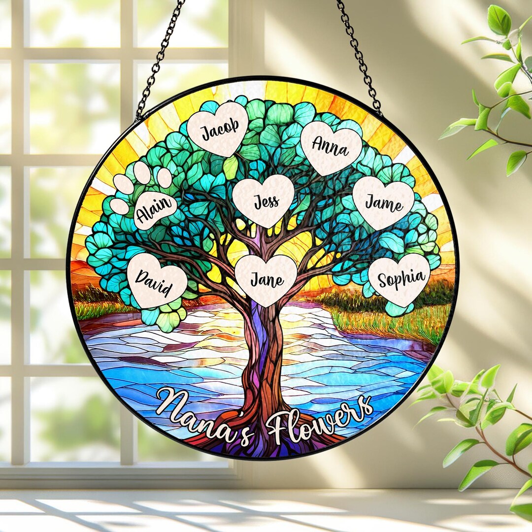 Custom Tree of Life Family Suncatcher, Family Names for Mother's Day ...