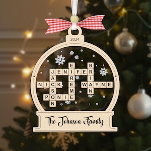 Family Crossword Christmas Ornament, Scrabble Personalized Christmas ...