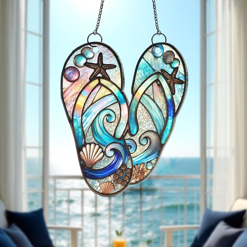 Flip Flop Suncatcher,beach Suncatcher,summer Seaside Window Decor ...