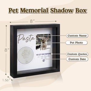 Custom Dog Memorial Shadow Box, Pet Paw Print Frame Pet Bereavement ...
