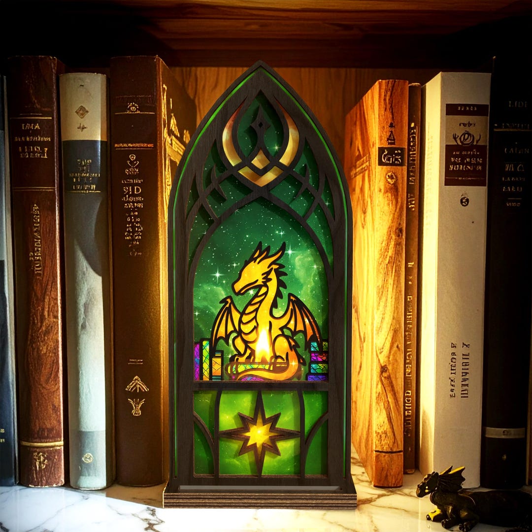 Fantasy Book Nook With Candle,dragon Window Bookshelf Decor,book End ...