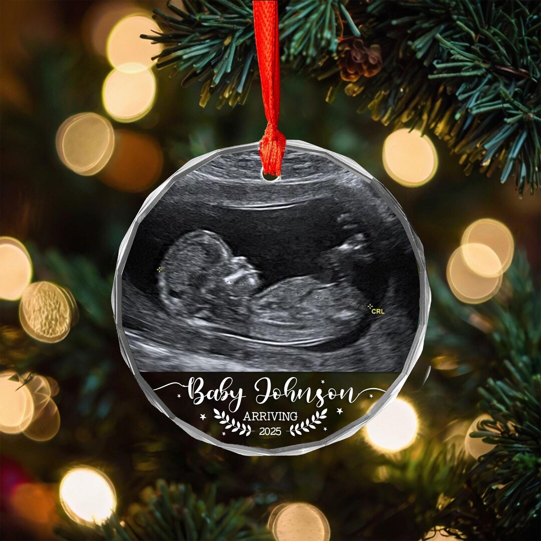 Baby Ultrasound Glass Ornament, Baby Announcement Gift, Personalized ...