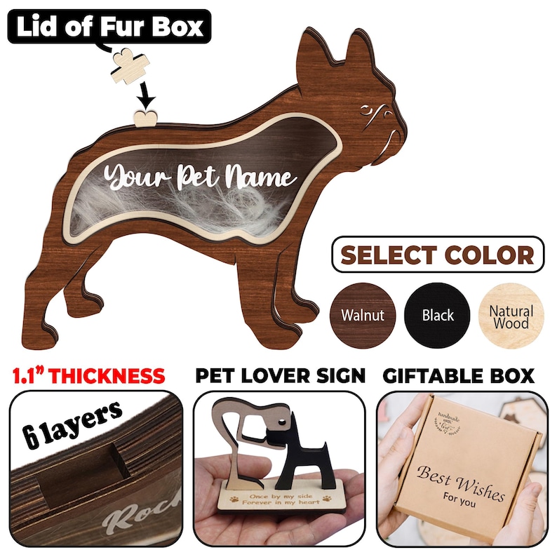 Labrador Retriever Dog Memorial Loss Dog Hair Box, Wooden Pet Fur Urn ...