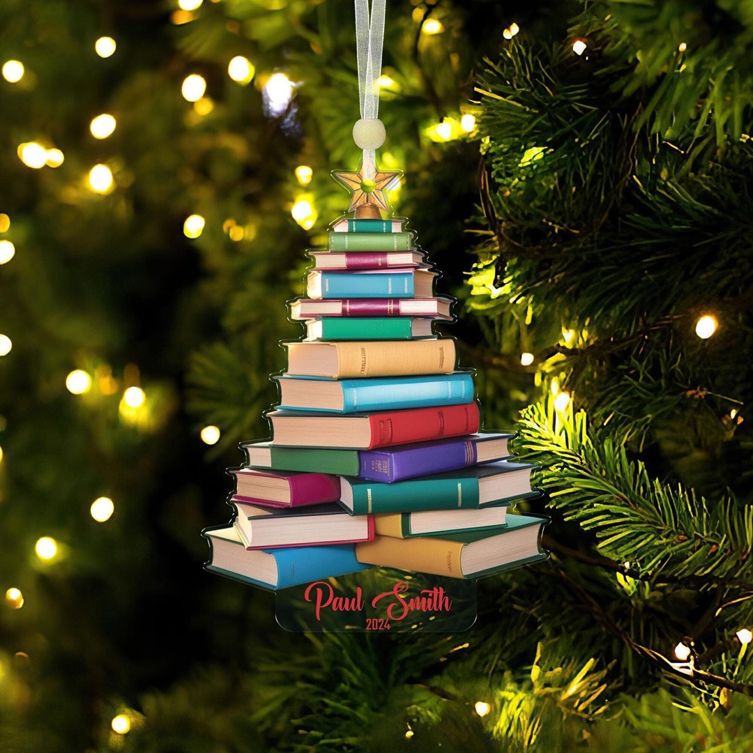 Custom Christmas Book Tree Ornament,christmas Tree Bookish Gift,book ...