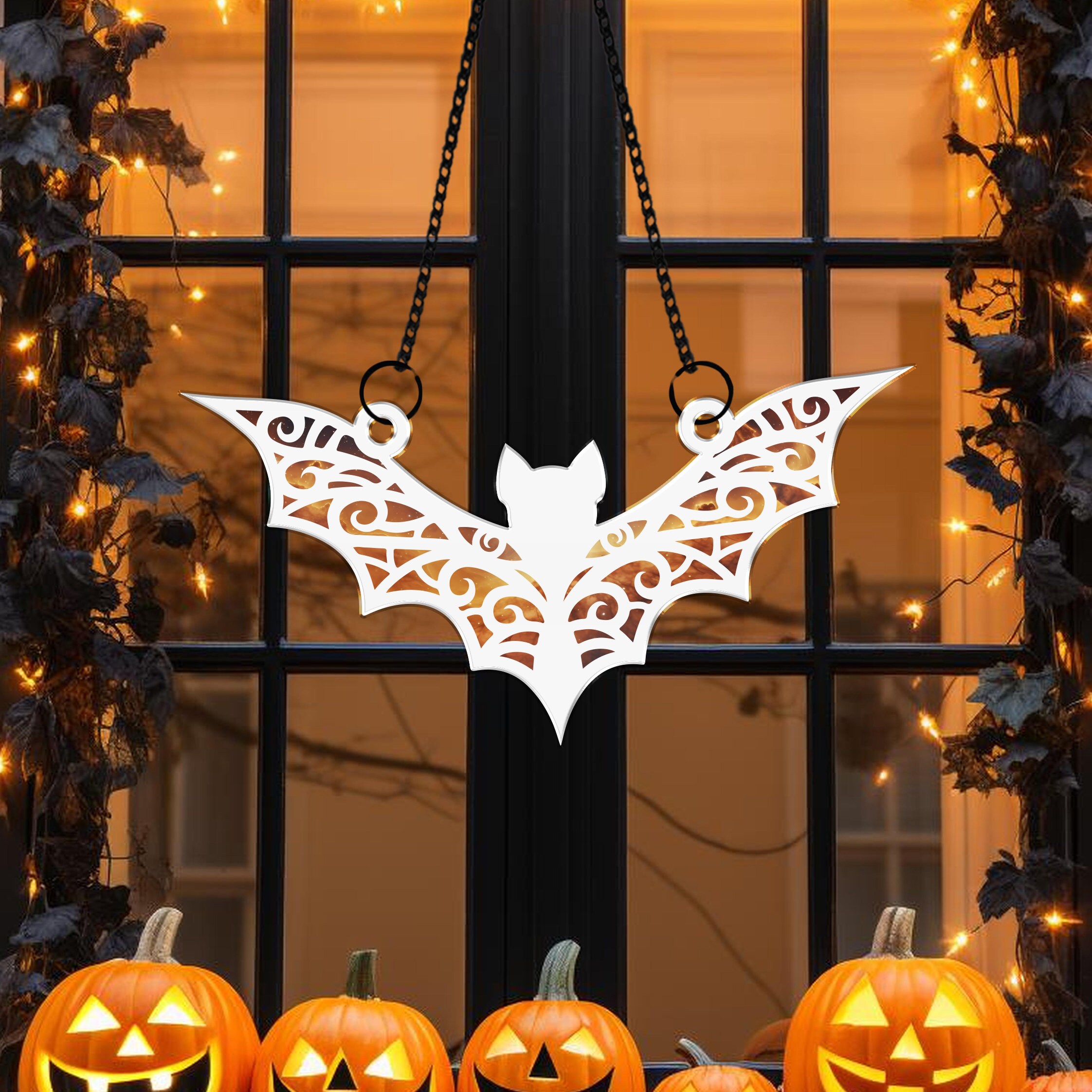 Bat Suncatcher, Gothic Bat Suncatcher, Galaxy Bat Halloween Ornament ...