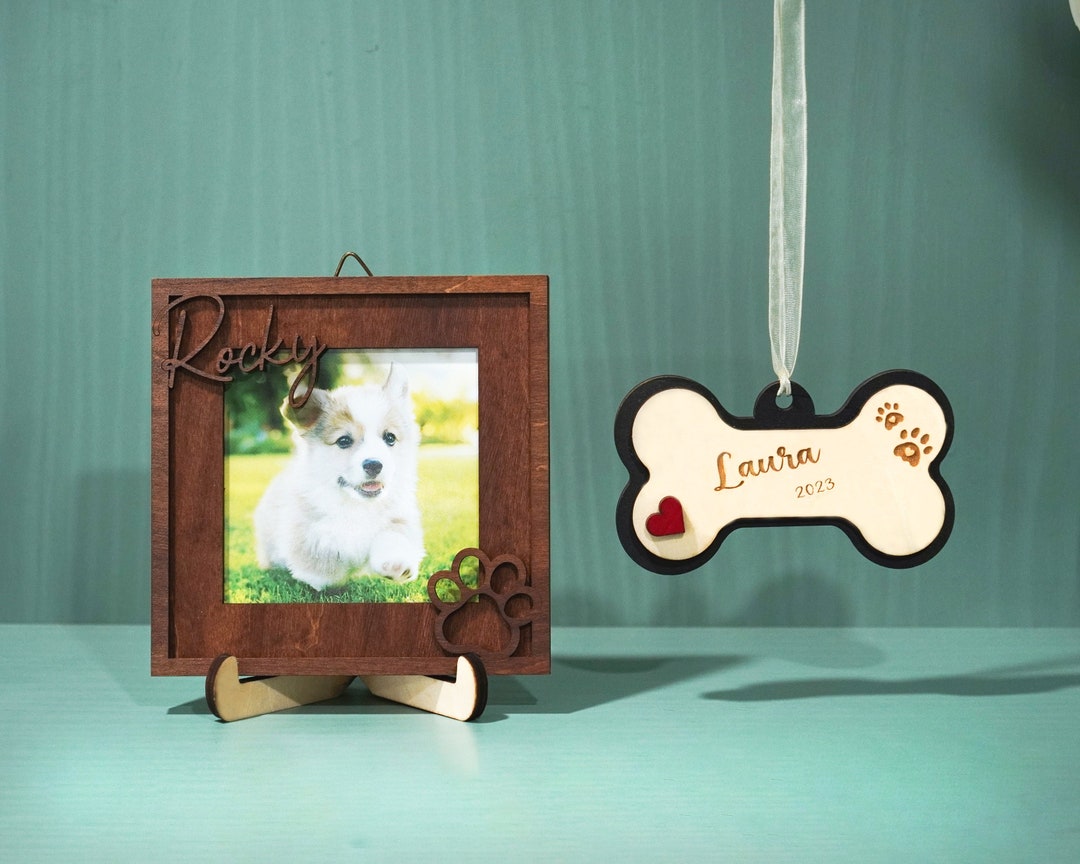 Custom Dog Frame, Dog Memorial Gift, Pet Name Photo Frame, Dog Picture ...