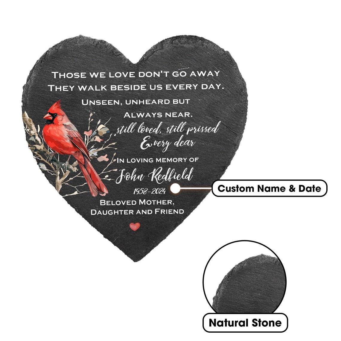 Dad Memorial Stone, Cardinal Memorial Garden Stone, Sympathy Gift for ...